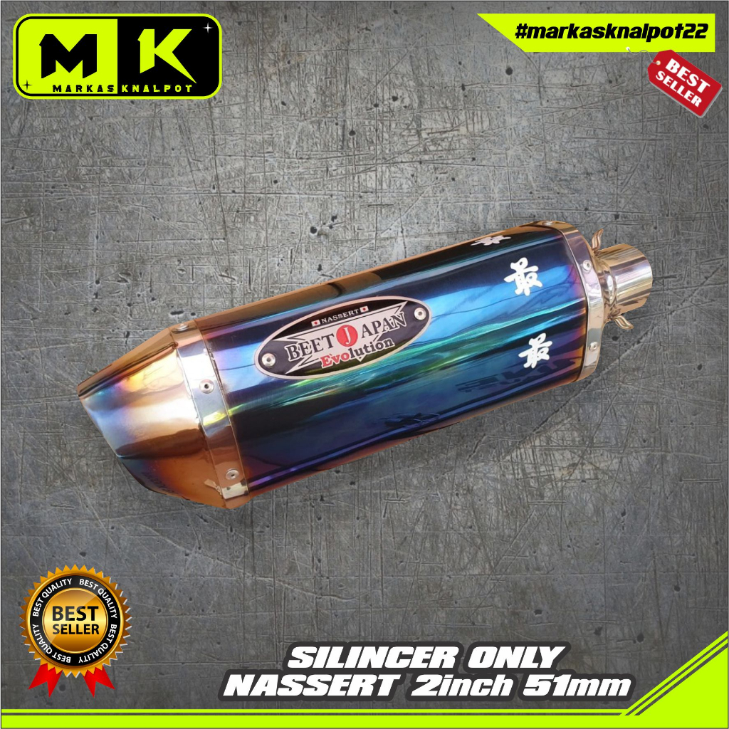 Jual KNALPOT RACING NASSERT BEET EVO BLUE universal 2inch 51mm SILINCER ...