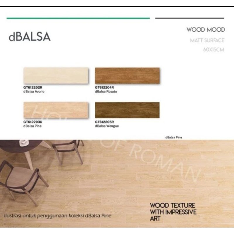 Jual GT612204R DBALSA Series ROSATO WENGUE 15x60 Lantai Ubin Granit ...
