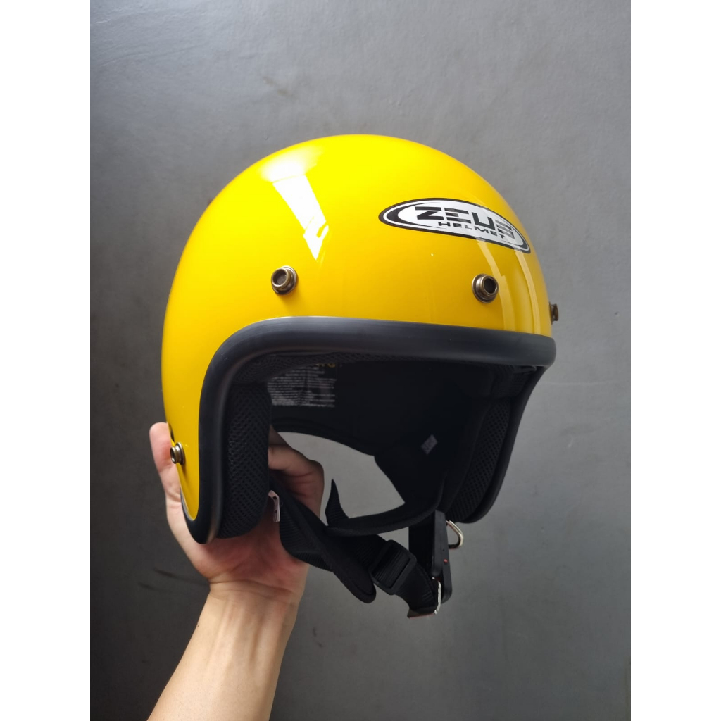 Jual ZEUS ZS 385C YELLOW RETRO BOGO CLASSIC HALFFACE HELMET | Shopee ...