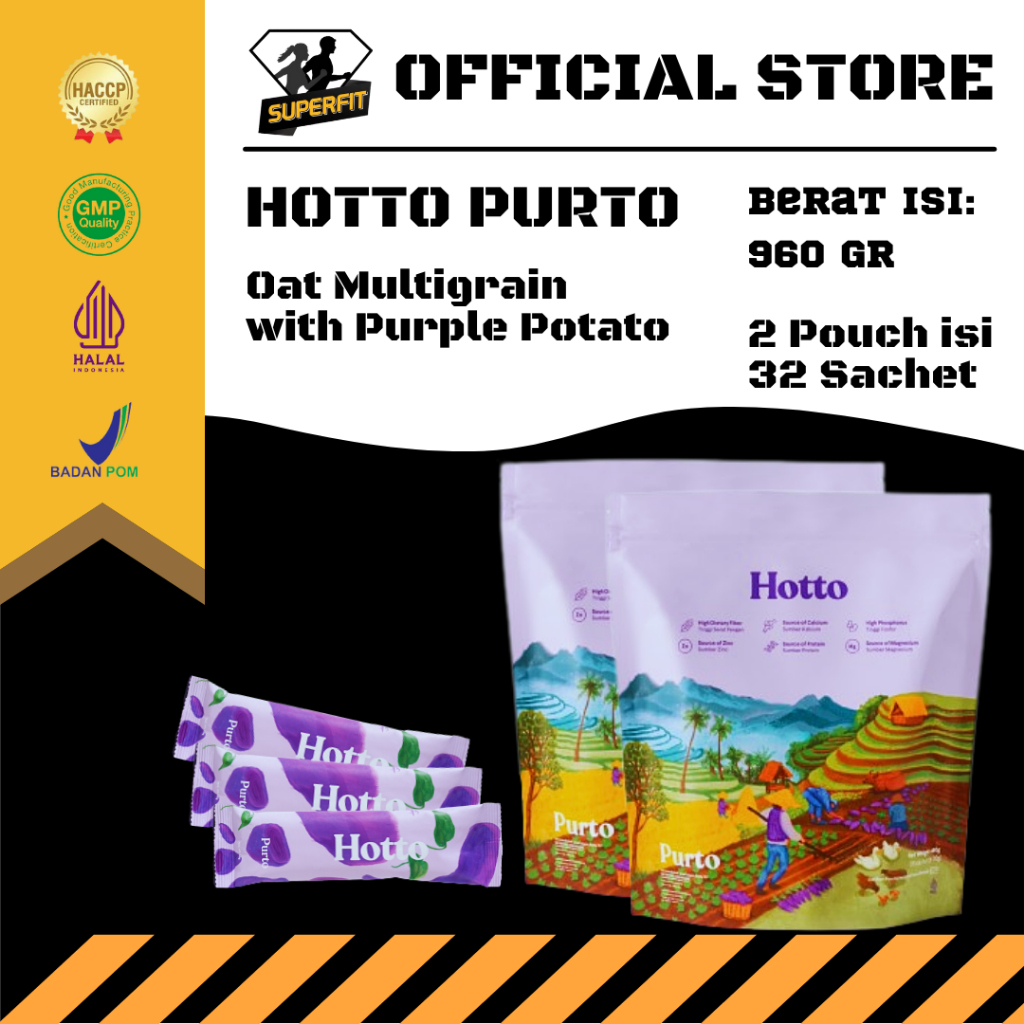 Jual Hotto Purto 2 Pouch isi 32 Sachet Multigrain with Purple Potato ...