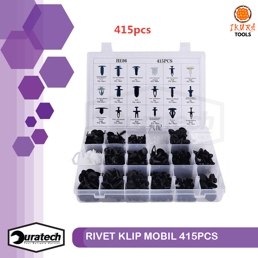 Jual Baut rivet 415pcs set klip kancing plastik universal clip panel ...