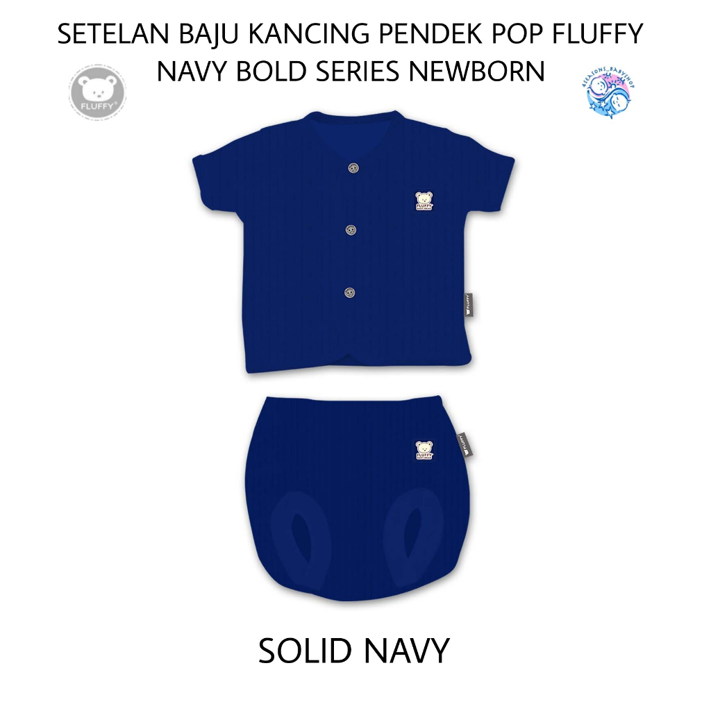 Jual SETELAN BAJU KANCING PENDEK POP FLUFFY NAVY BOLD SERIES NB ...