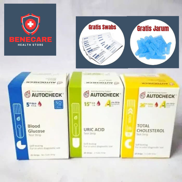 Jual Paket Isi Ulang Autocheck 3 in 1 gula darah kolesterol asam urat ...