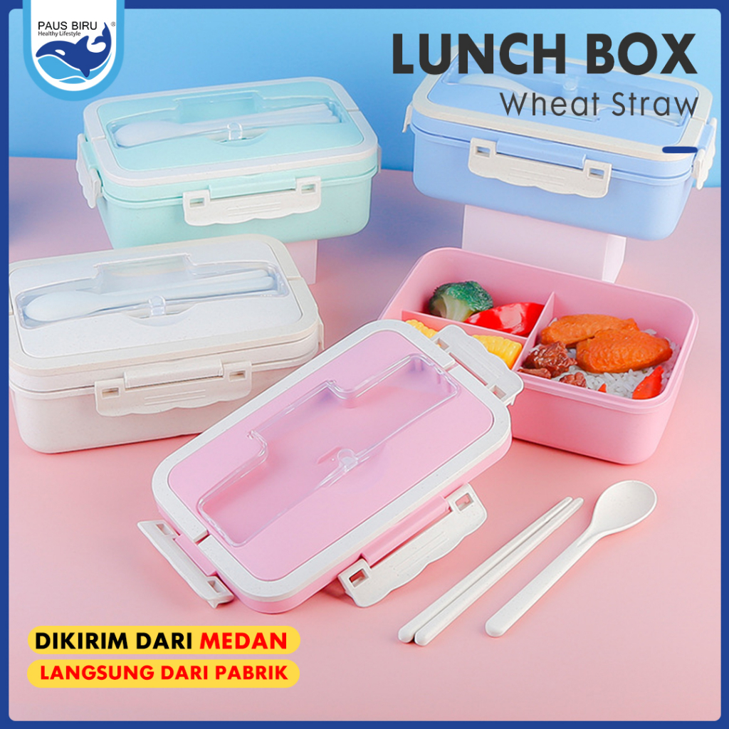 Jual Paus Biru -Lunch Box Set Kotak Bekal Makan 1000ml 4 In 1 Dengan Alat Makan/Kotak Bekal Anak ...