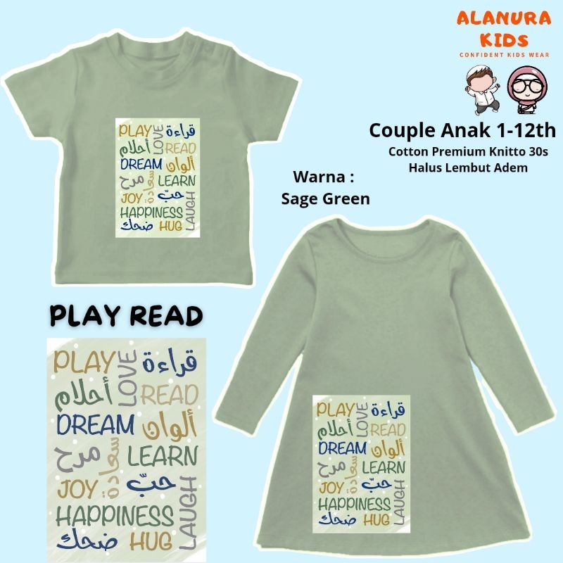 Jual Couple Kaos Tunik Anak Muslim Sage Green Baju Sarimbit Alanura ...