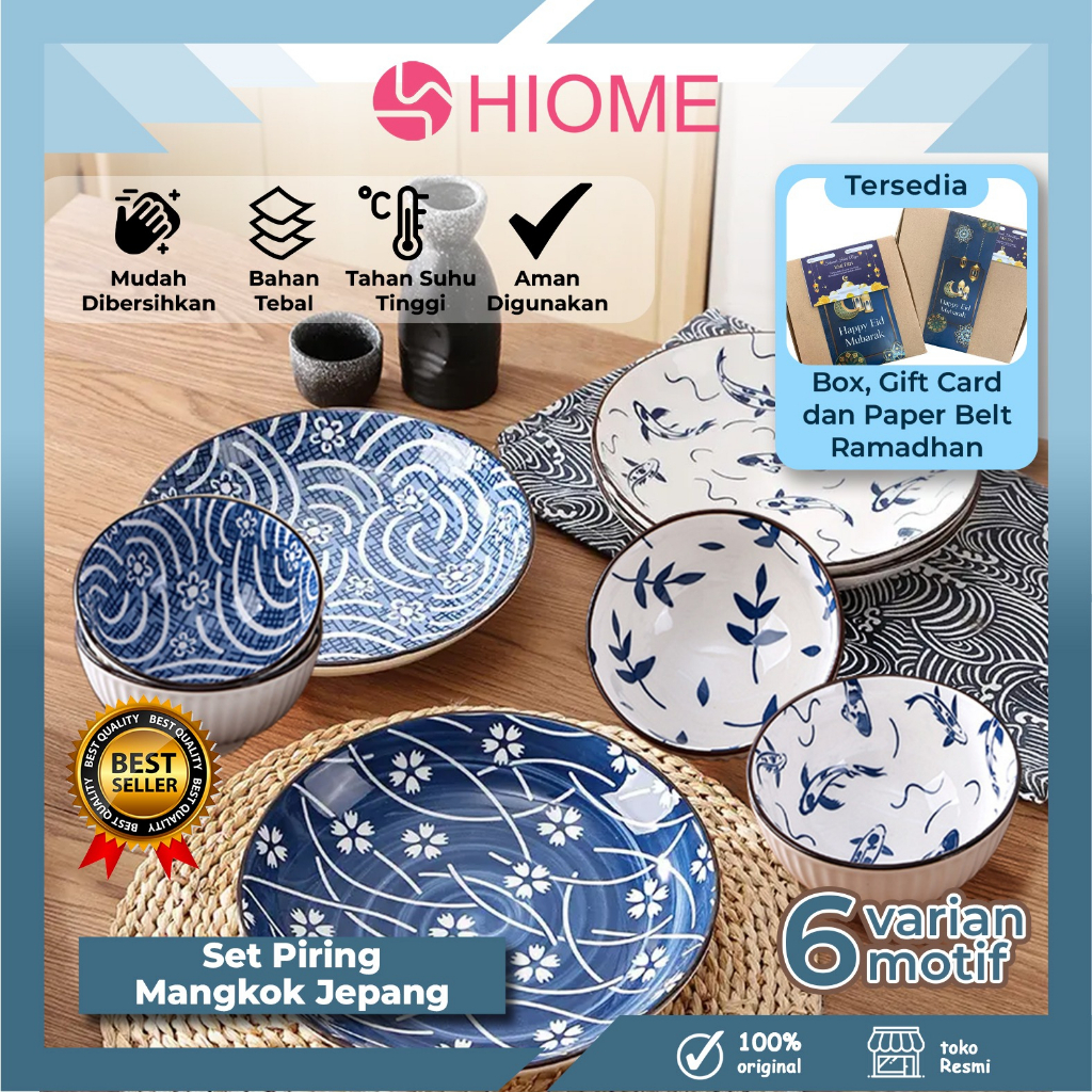 Jual HIOME Set Piring Mangkok Jepang Keramik / Piring Mangkok Makan ...