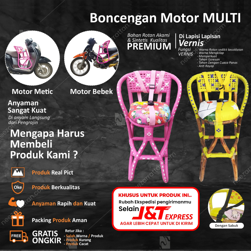 Jual Jok Kursi Bonceng Boncengan Anak Rotan Motor MULTI Matic, Bebek ...