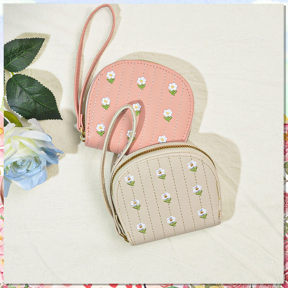 Jual Dompet Card Holder Motif Bunga Kecil Lucu Wallet Mini PU Resleting ...