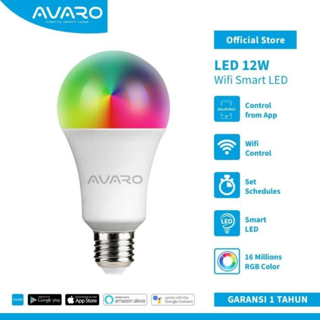 Jual AVARO Lampu Smart LED 12W Smart Bulb WiFi Lampu Pintar Remote Kontrol Lewat HP Smart Lamp ...