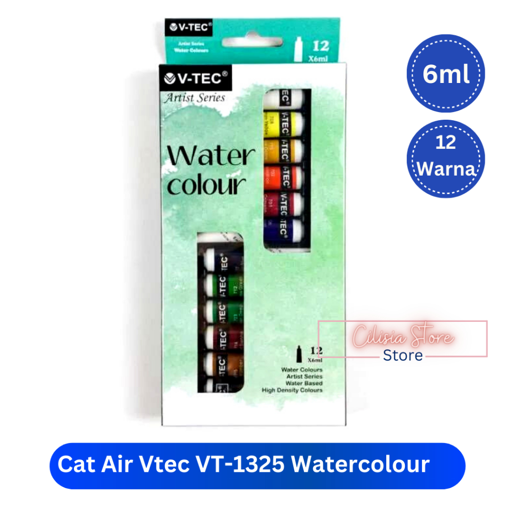 Jual V-Tec Watercolour VT-1325 Tube 6ml 12 Warna / Cat Air Vtec Water ...