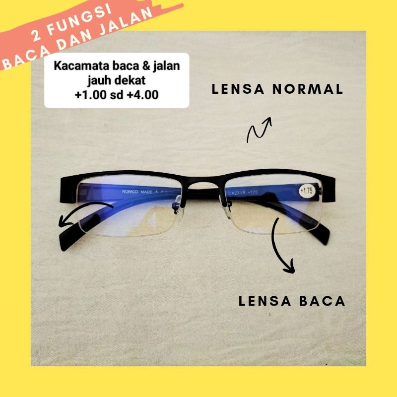 Jual Kacamata baca dan jalan 2 fungsi kacamata jauh dekat lensa plus ...