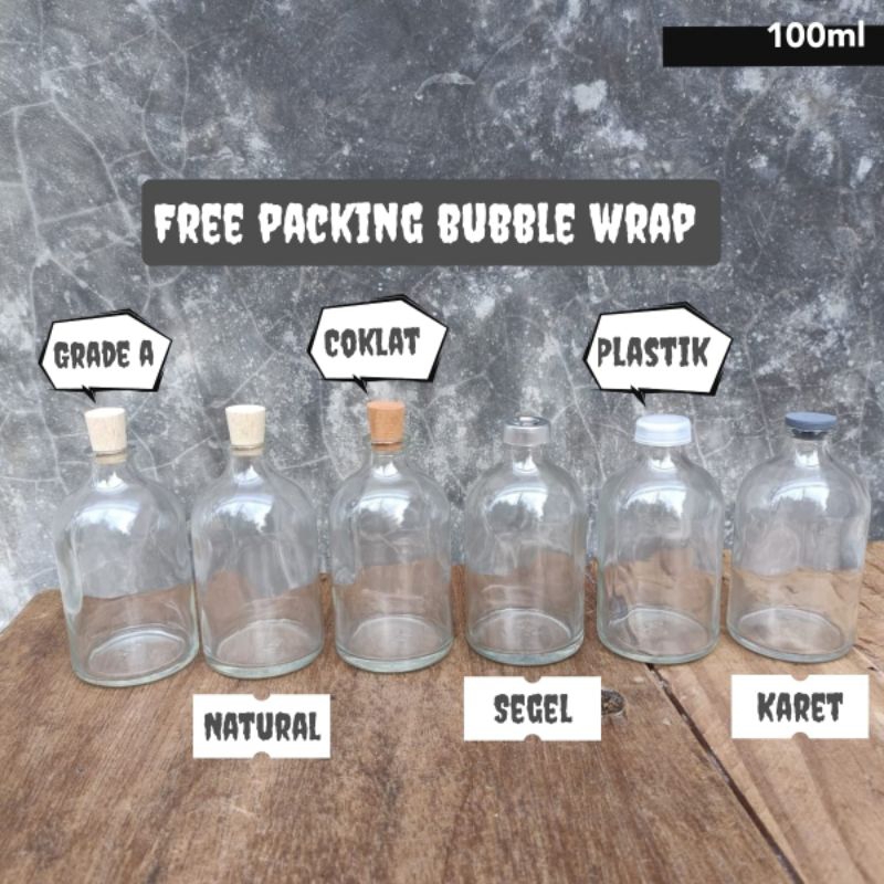Jual Botol vial 100ml BENING tutup karet / segel almunium / Kayu ...