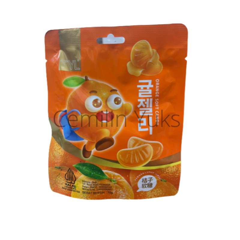 Jual TYL Orange Soft Candy 70g Permen Lunak Rasa Jeruk Halal | Shopee ...