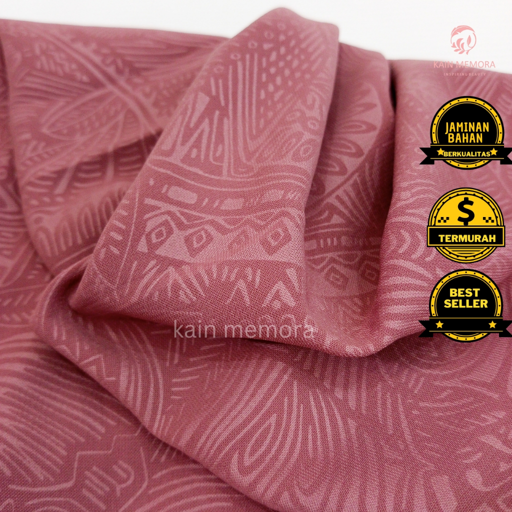 Jual Per50cm Kain Memora Kain Wollpeach Silky Motif Embos Motif Dayak ...