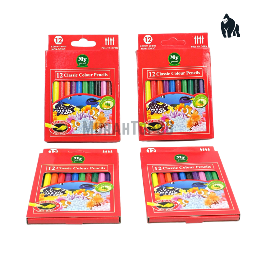 Jual Pensil 12 Warna Pendek Mini MY PENCIL / Color Pencil Paper Box ...