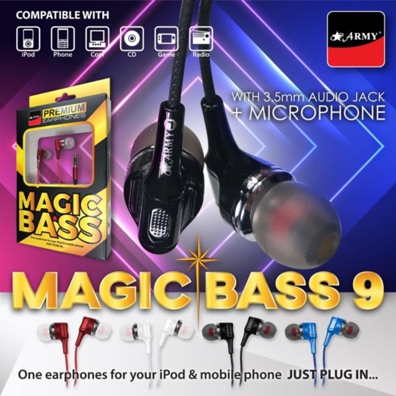 Jual HEADSET ARMY MAGIC BASS HANDSFREE EARPHONE ARMY MAGIC | Shopee ...