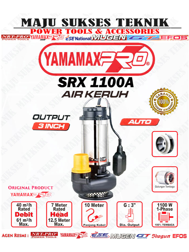 Jual YAMAMAX PRO SRX 1100 A Pompa celup Air Keruh Kotor 3 Inch Auto ...