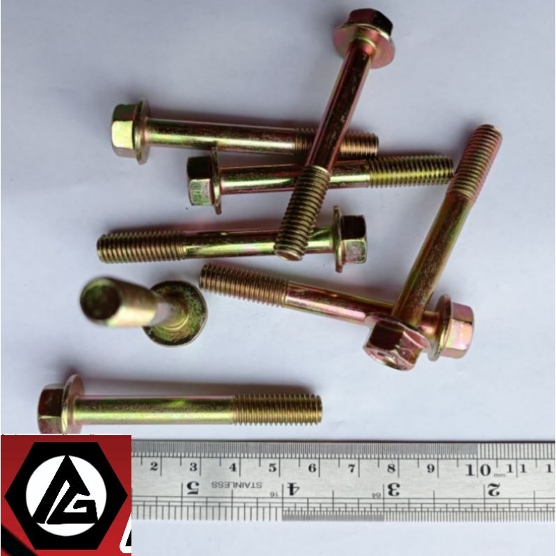 Jual Baut Flange M12x60 Kuning / Flange Bolt M12 x 60 - P1.25 / Baut ...
