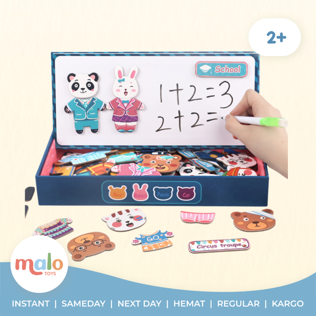 Jual MALOTOYS - Dress Up Puzzle Bear Magnetic Board Moondog Beruang ...