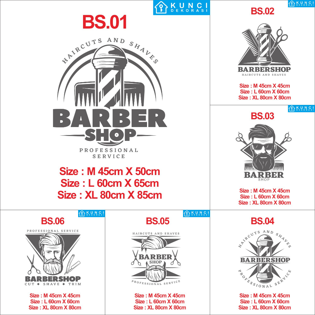 Jual Wall Sticker Stiker Dinding Kaca Barber shop Potong Pangkas Rambut ...