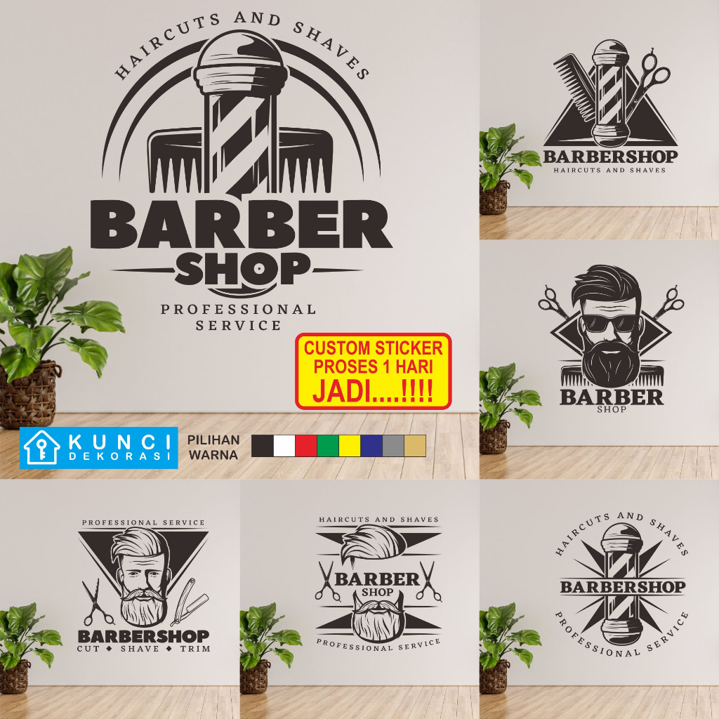 Jual Wall Sticker Stiker Dinding Kaca Barber shop Potong Pangkas Rambut ...