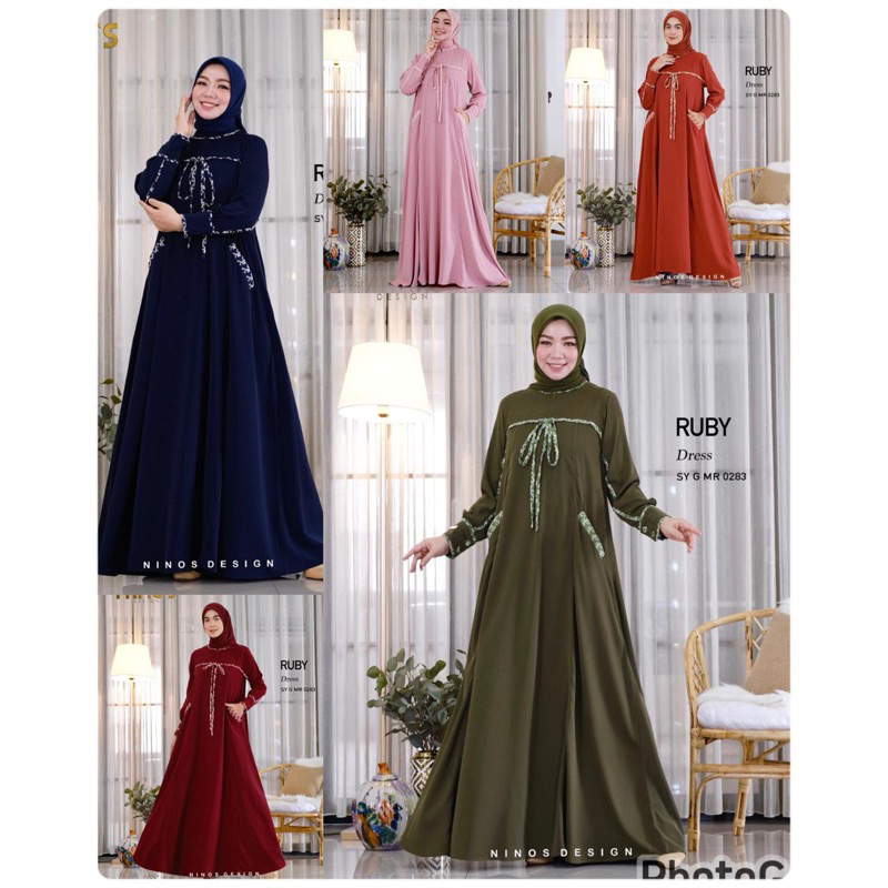 Jual RUBY DRESS MUSLIM FASHION TERBARU NINOS | Shopee Indonesia