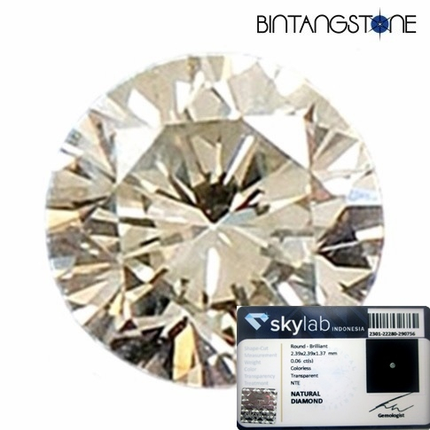 Jual Colorless White Diamond 2.4 mm 0.06 Cts Natural Berlian Putih Cutting Asli Africa Memo ...