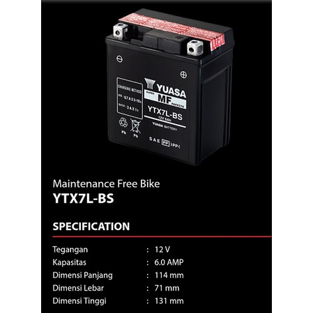 Jual Aki Motor Yuasa YTX7L-BS Kering | Shopee Indonesia