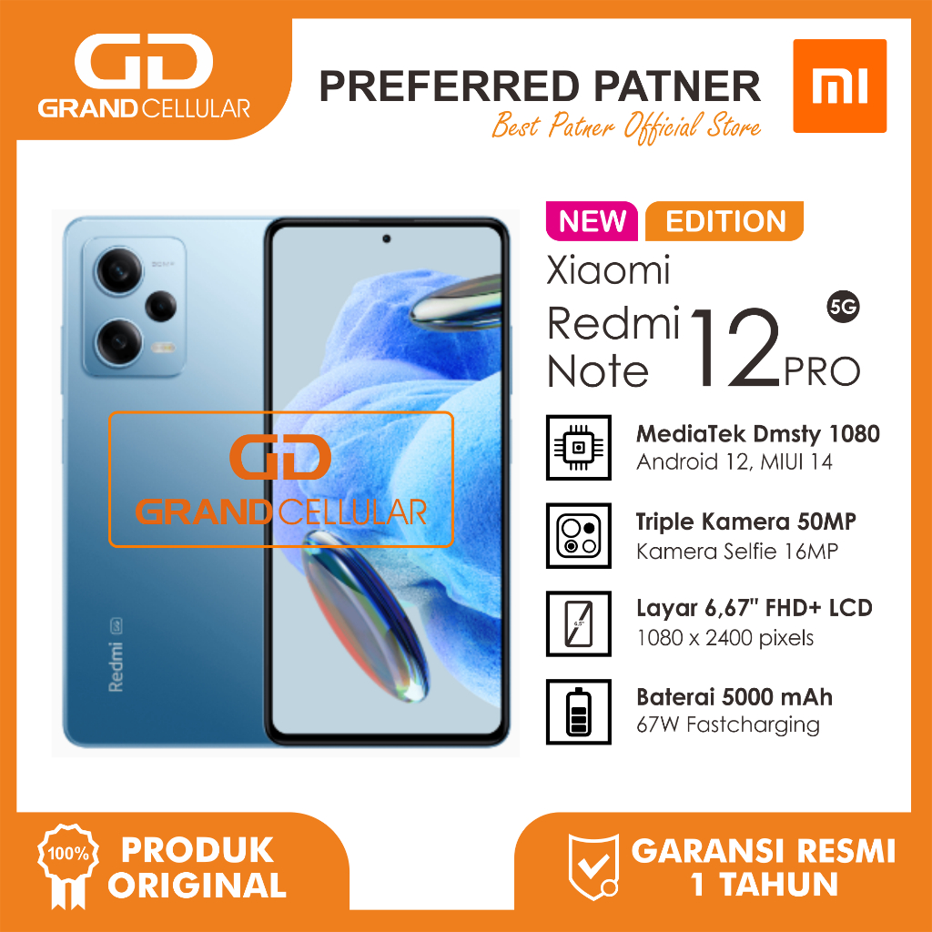 Jual REDMI NOTE 12 PRO 5G 8GB RAM 256GB ROM Garansi Resmi | Shopee ...