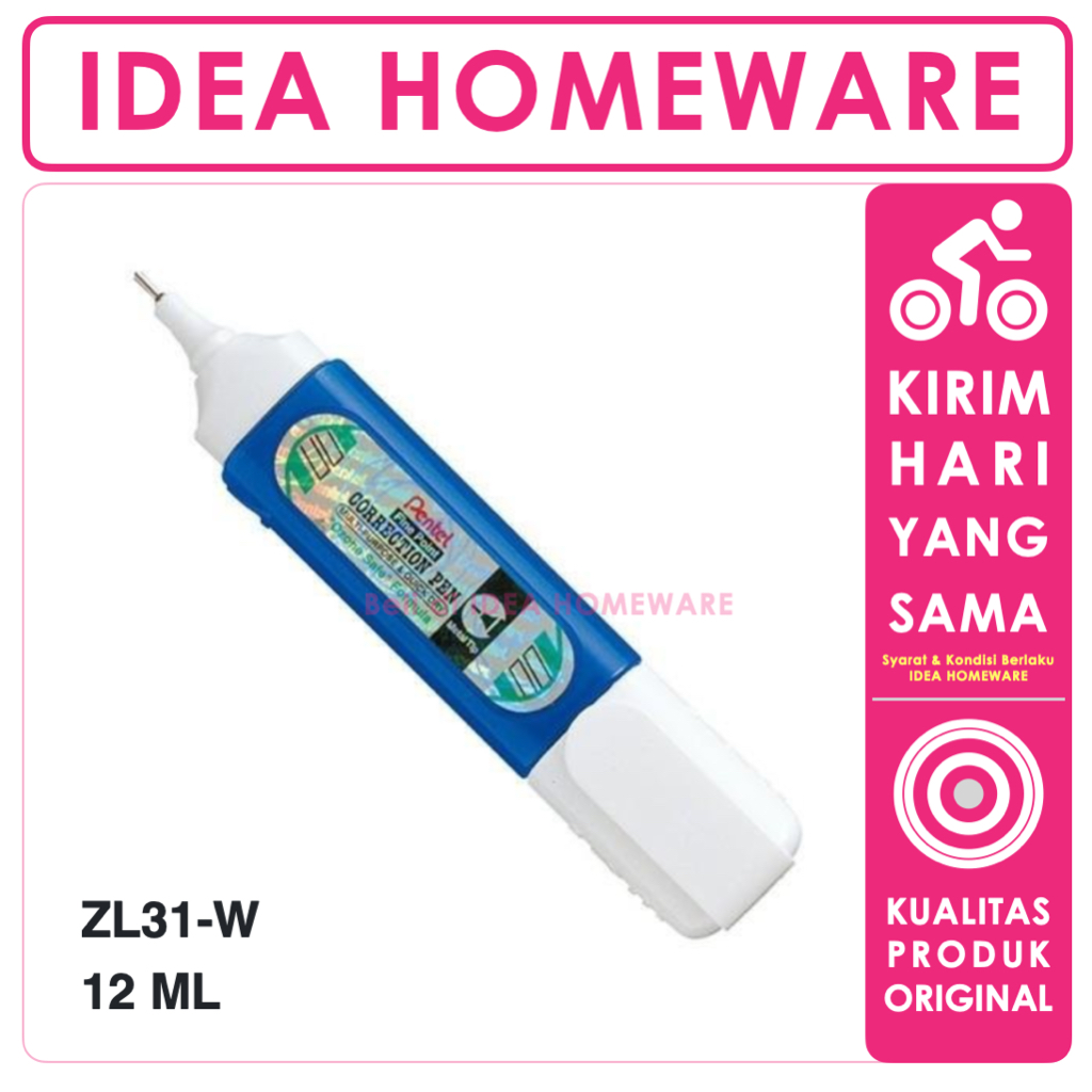 Jual Pentel Correction Pen ZL31-W Original / Pentel Tip Ex Kertas Cair ...