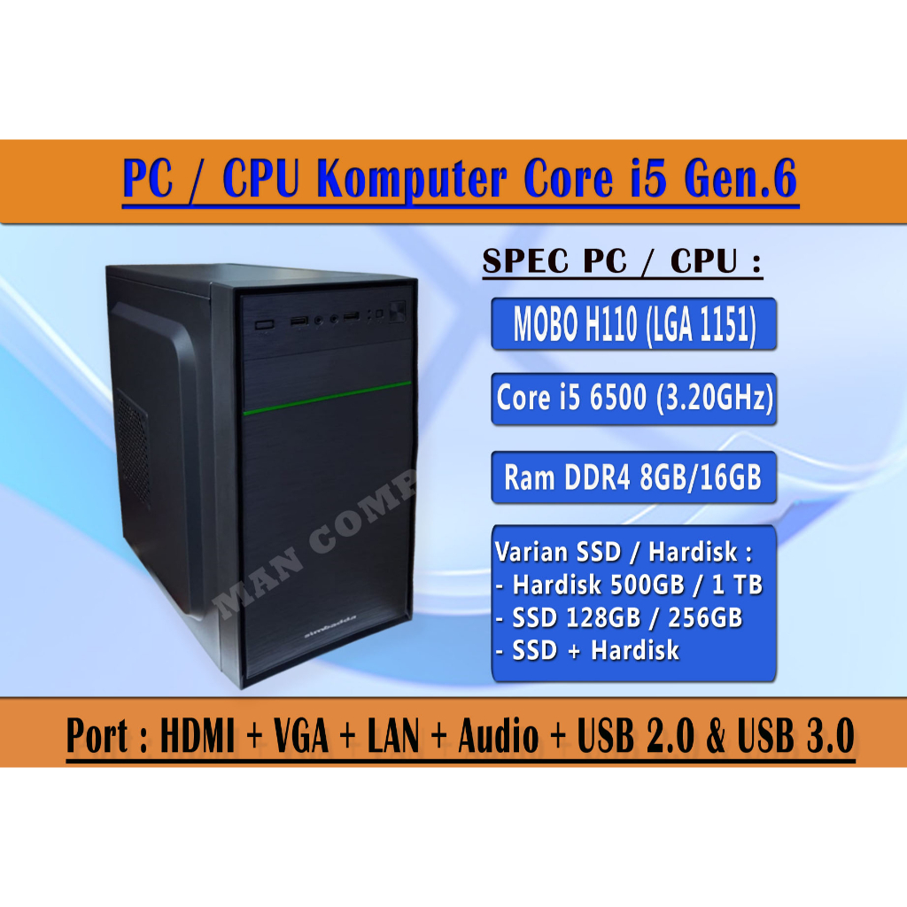 Jual PC/CPU Core i5 Gen6 Ram Ddr4 Casing Simbada | Shopee Indonesia