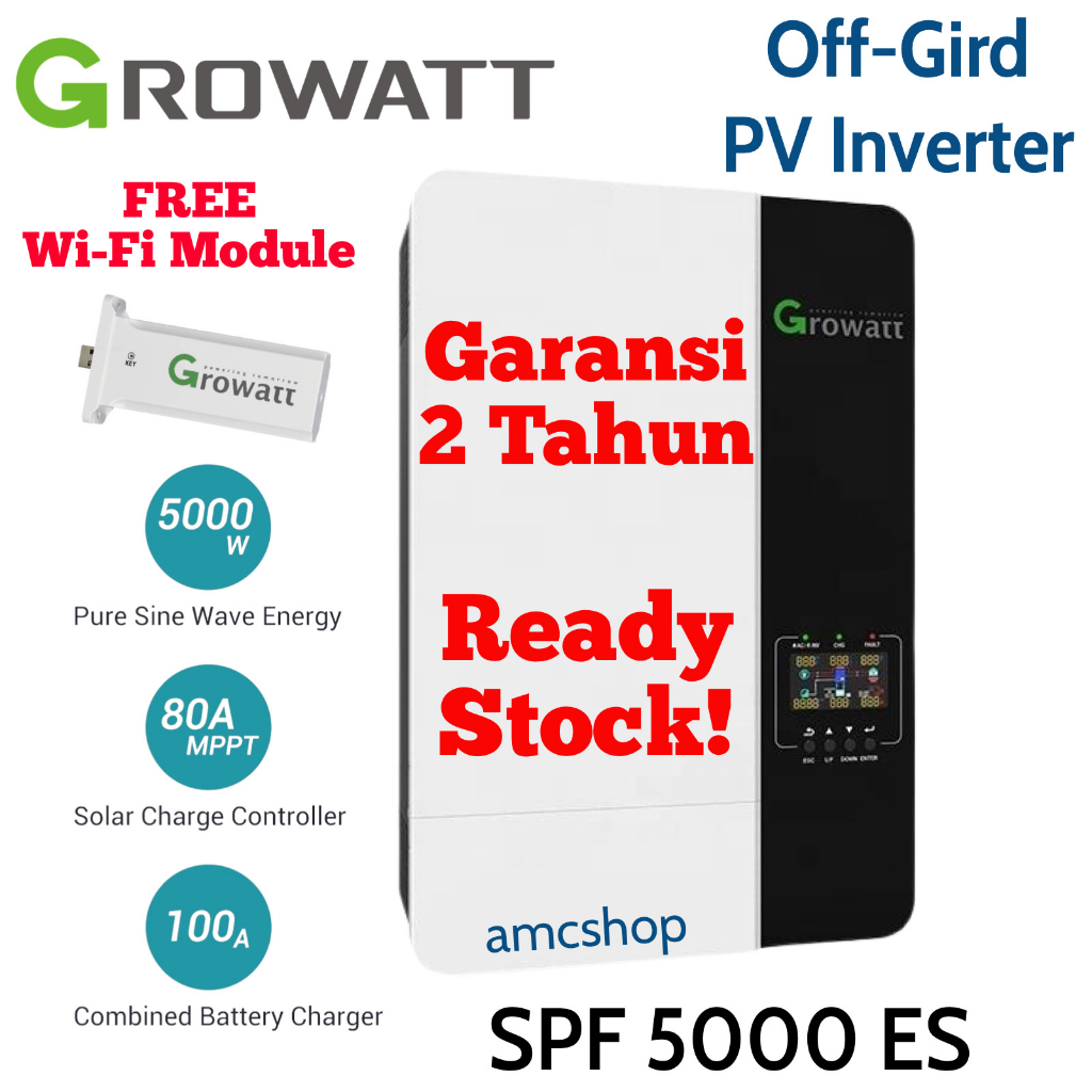 Jual Growatt 5000W / 5000VA Off-Grid Storage Inverter SPF 5000 ES + WiFi | Shopee Indonesia