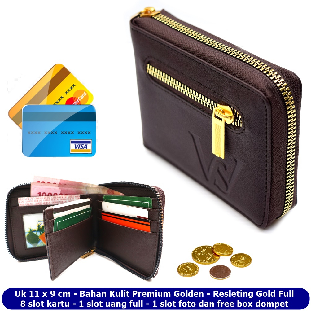 Jual Dompet Kartu Pria Resleting Gold Geme Tayga Embos Ws | Shopee ...