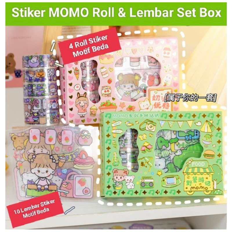 Jual BELLA - STIKER ROLL MOMO KOREA 2D SET BOX 4 ROLL + 10 LEMBAR ...