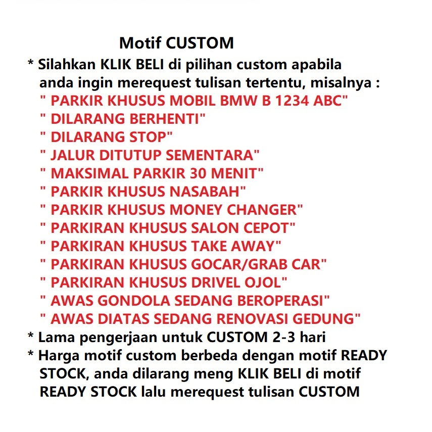 Jual Plang warna rambu putih stiker DROP OFF PICK UP ONLY khusus wanita ...