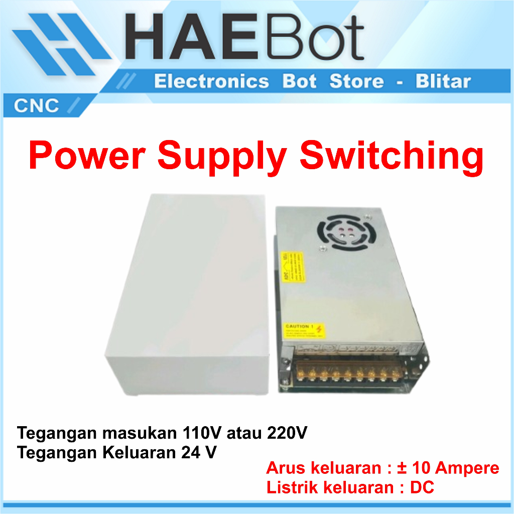 Jual [HAEBOT] Power Supply Switching 24V 10A DC PSU Jaring 110/220 VAC ...