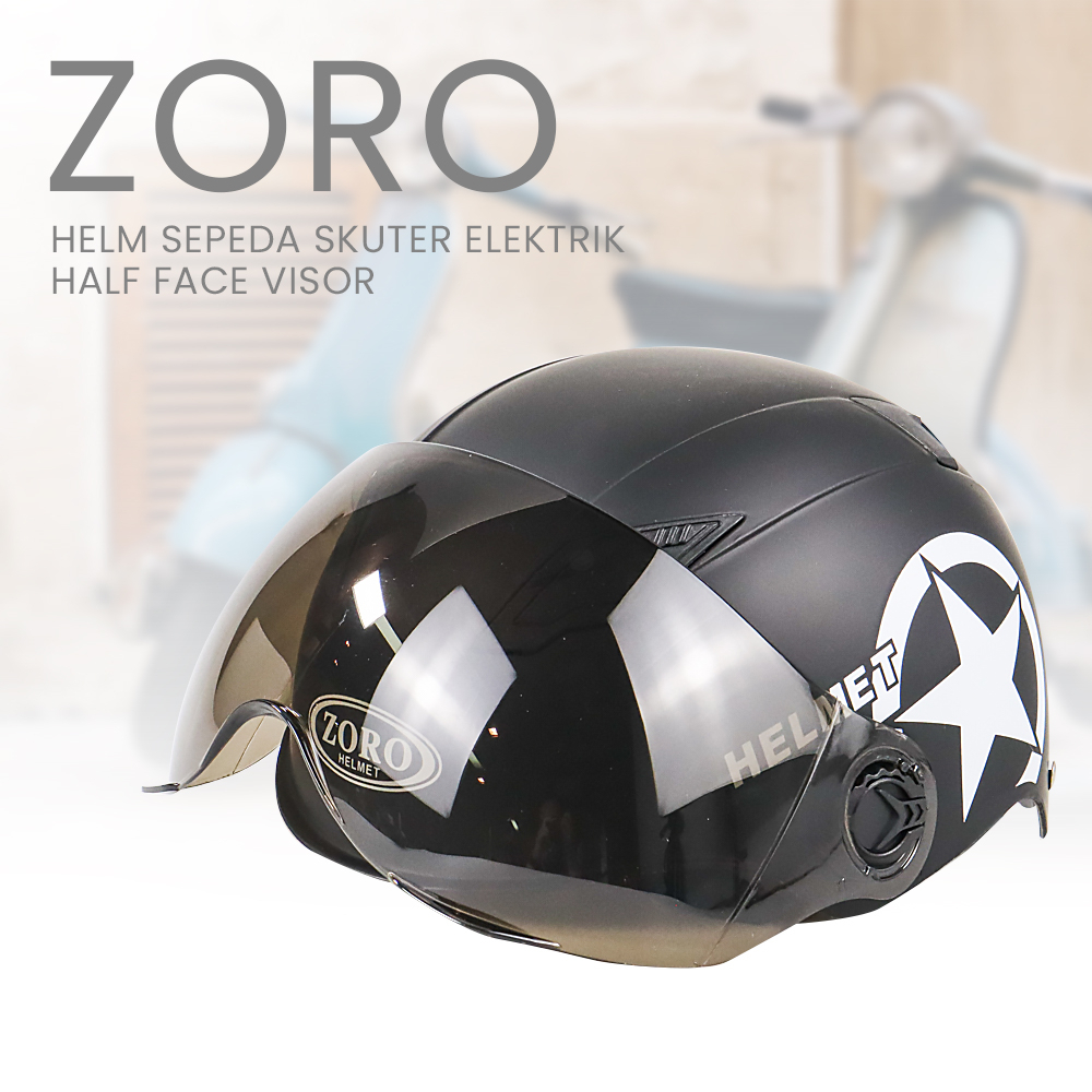 Jual ZORO Helm Sepeda Skuter Elektrik Half Face Visor | Shopee Indonesia