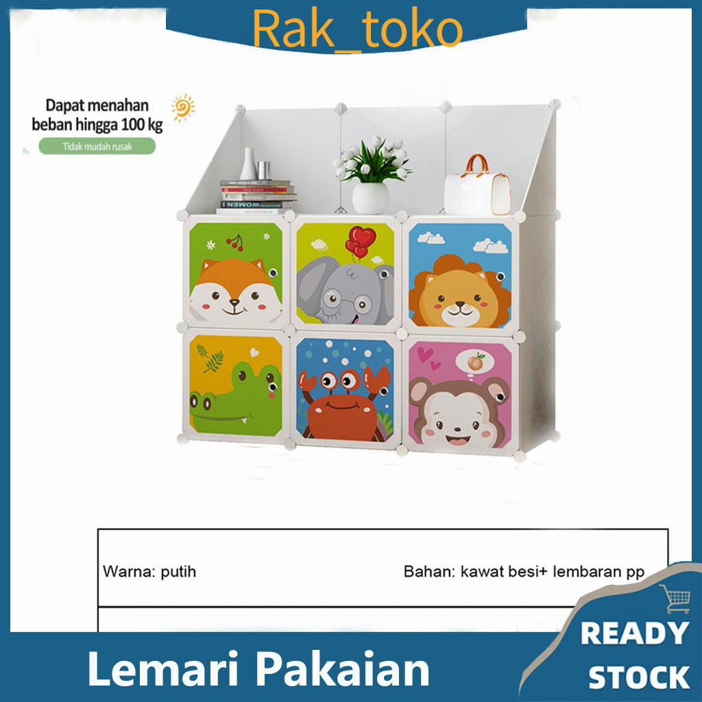 Jual Lemari Pakaian Anak Lemari Plastik Wardrobe 6 Muka 6 Slot Dengan ...