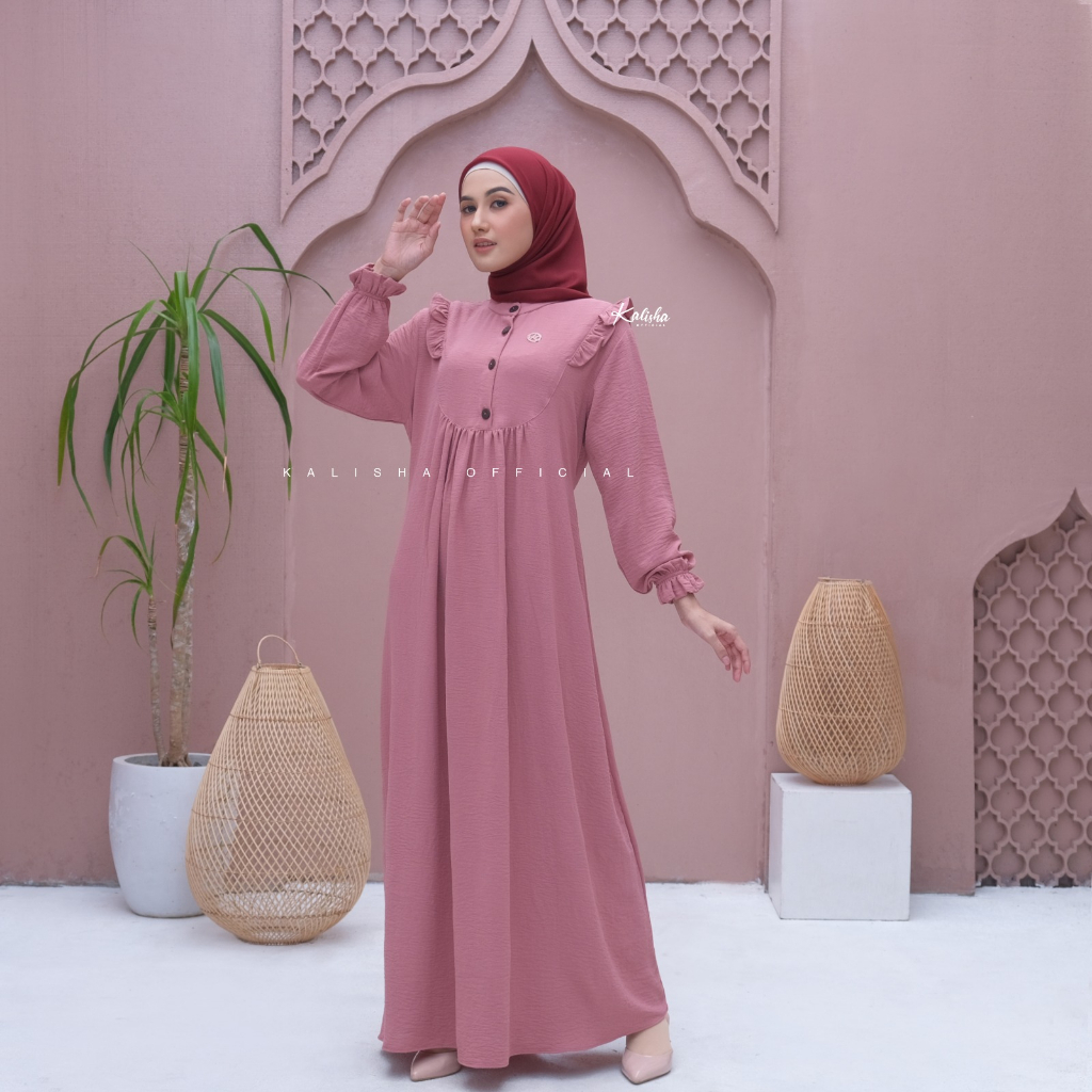 Jual Gamis Polos Crinkle Airflow Fahira Dress Gamis Lebaran Terbaru ...