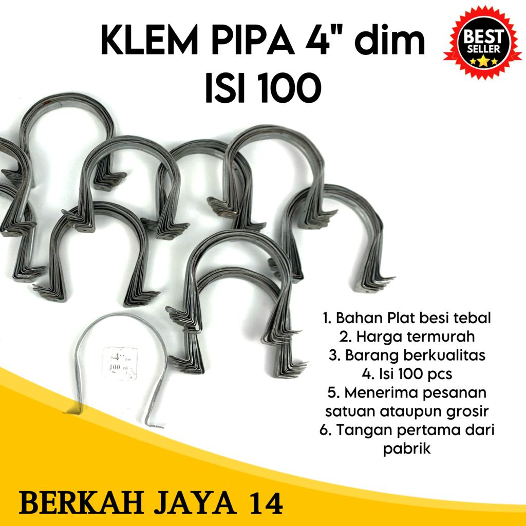 Jual KLEM BESI PLAT PIPA UKURAN 4 ( EMPAT ) INCH ISI 100 BIJI PER PACK ...