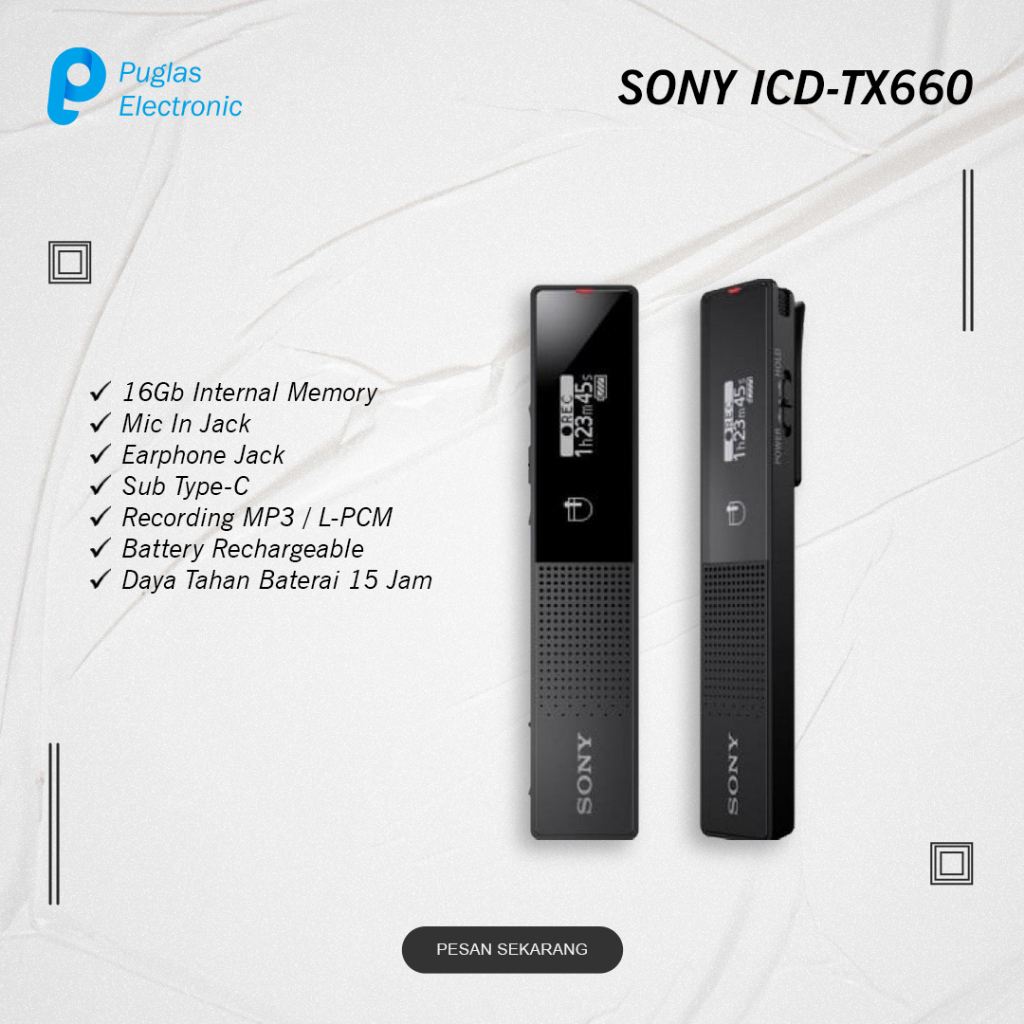 Jual Voice Digital Recorder Sony ICD-TX660 Alat Perekam Rekam Merekam ...