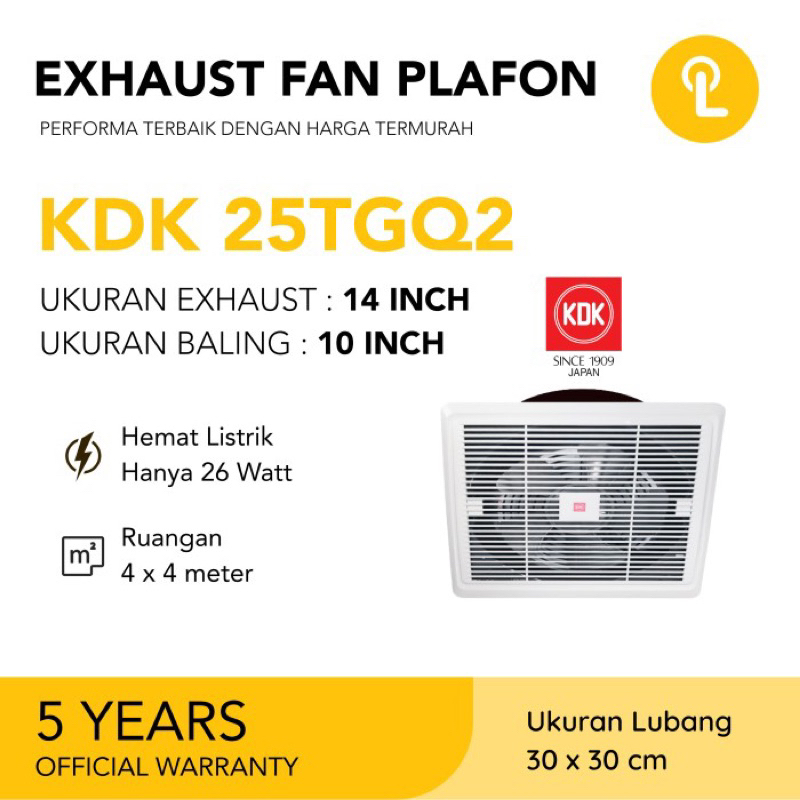 Jual KDK Ceiling Exhaust Fan Plafon Plafond 10" KDK 25TGQ 25 TGQ ...