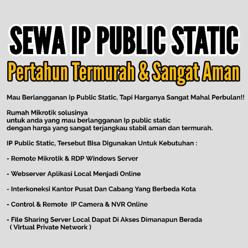 Jual sewa ip public static pertahun | Shopee Indonesia Jual sewa ip public static pertahun | Shopee Indonesia