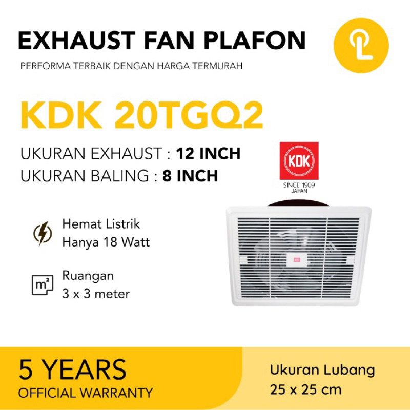 Jual KDK Ceiling Exhaust Fan Plafon Plafond 8" 20TGQ 20 TGQ | Shopee ...