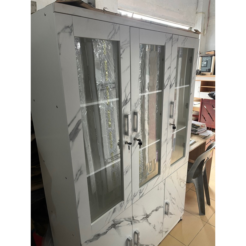 Jual Lemari 3 Pintu Arsip Buku / Helm Full Rak Motif Marmer | Shopee ...