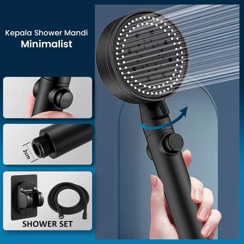 Jual MH80KEPALA SHOWER MANDI WARNA HITAM/KEPALA SHOWER SET KAMAR MANDI ...