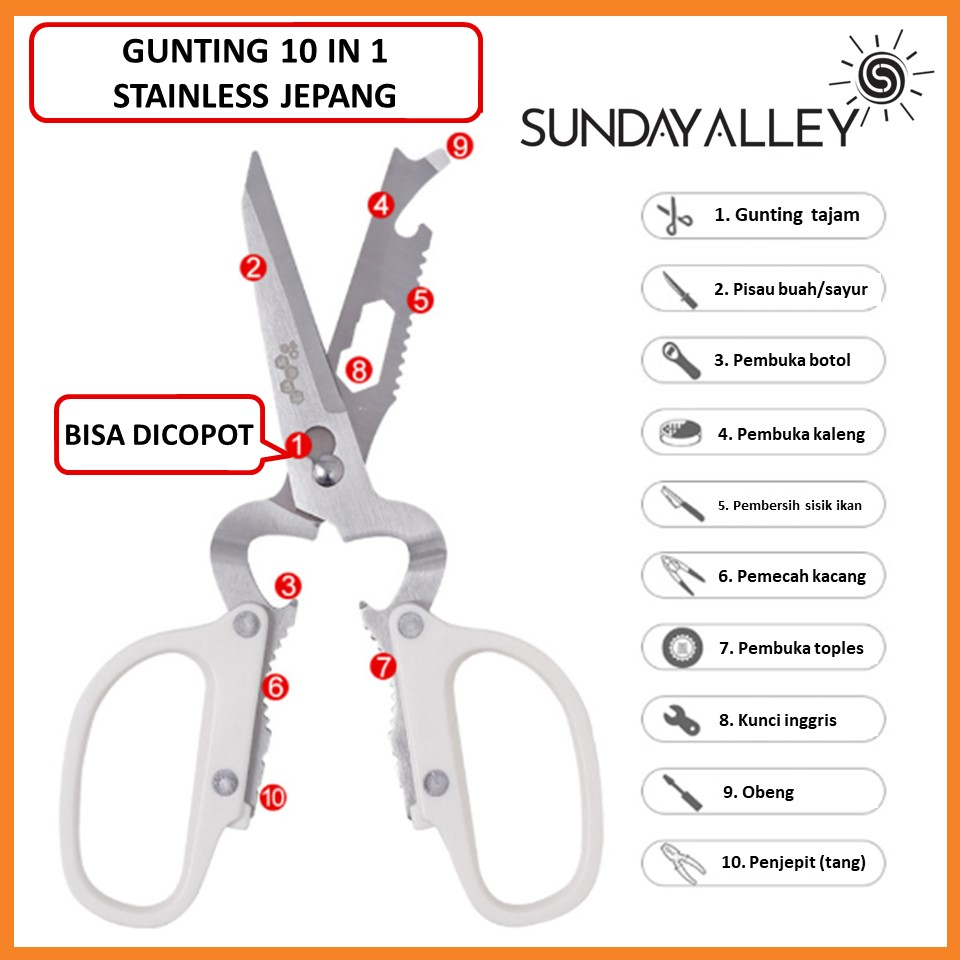 Jual Sunday Alley - Gunting Dapur Serbaguna Multifungsi Stainless ...