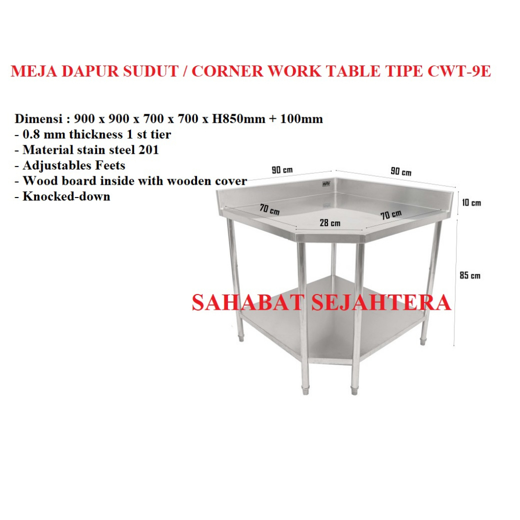 Jual Meja Dapur Sudut / Corner Work Table TIPE CWT-9E / CWT 9E / CWT9E ...