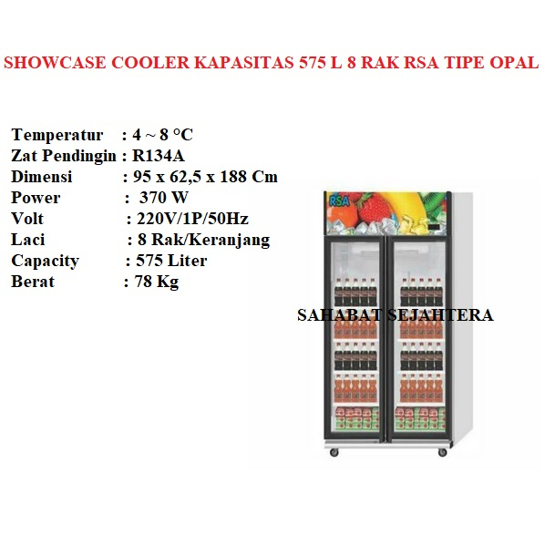 Jual RSA Showcase Cooler OPAL Kulkas Showcase 2 Pintu | Shopee Indonesia