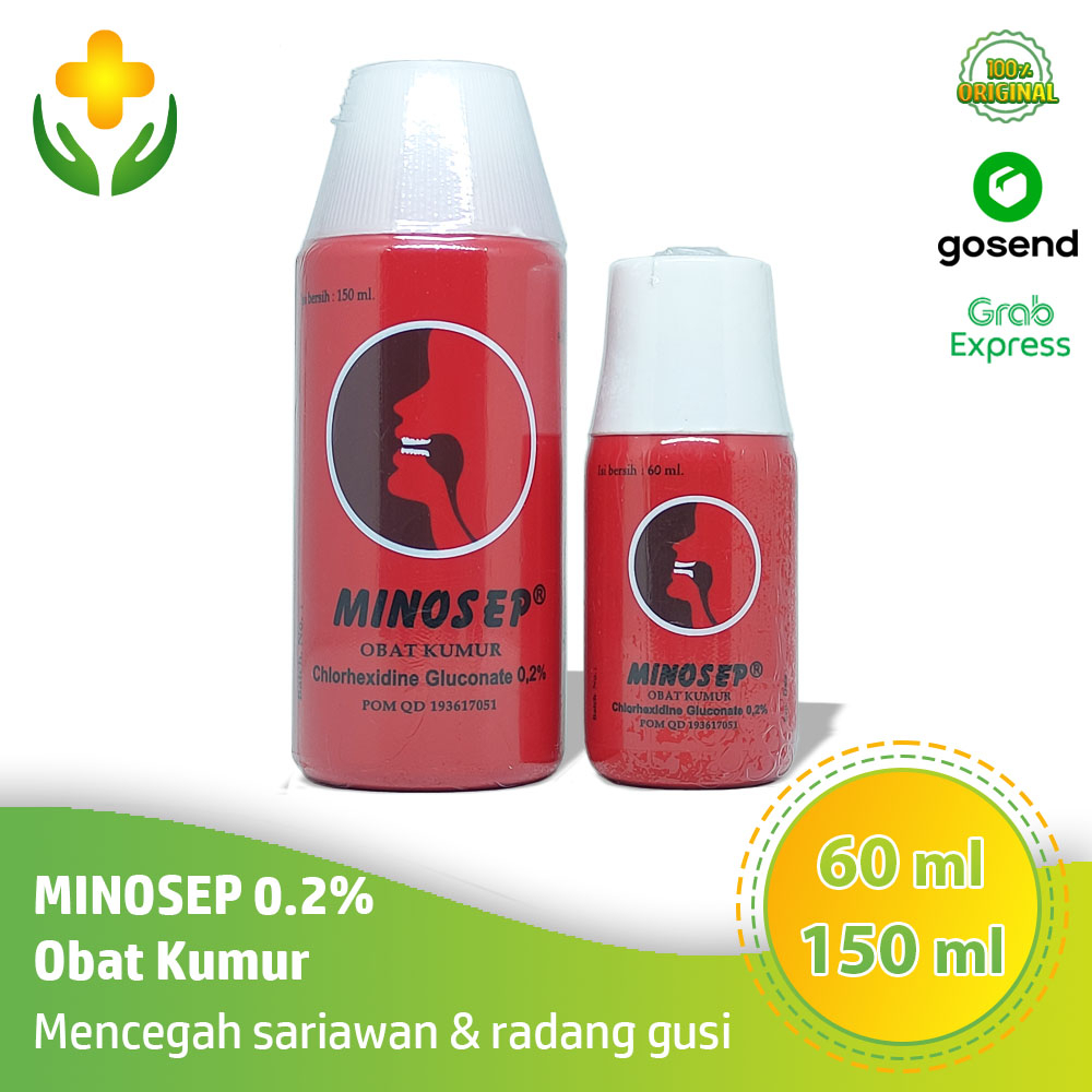 Jual Minosep Obat Kumur 0.2% 60 ml 150 ml Obat Kumur Sariawan Radang ...